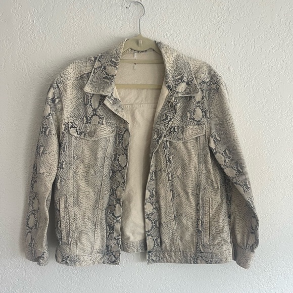Free People | Jackets & Coats | Snakeskin Denim Jacket | Poshmark